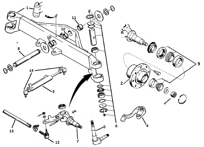 Backhoe Front Axle Parts - Two Wheel Drive